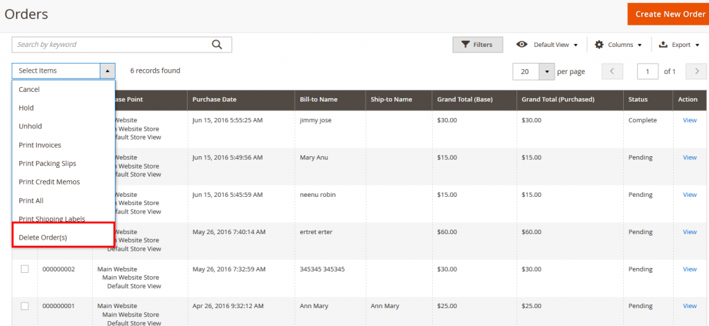 Magento 2.0 – Delete Orders | Magento Modules -Bridge Store